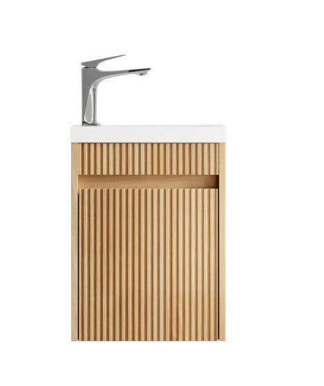 Mini Ensuite Fluted Wall Hung Vanity Unit 400 – Coastal Bathroom